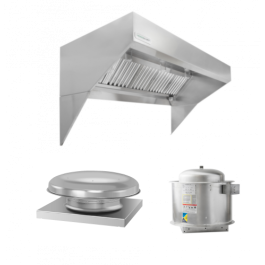 Hoodmart Low Ceiling Sloped Front Wall Canopy Hood Package W/Eco Makeup ...