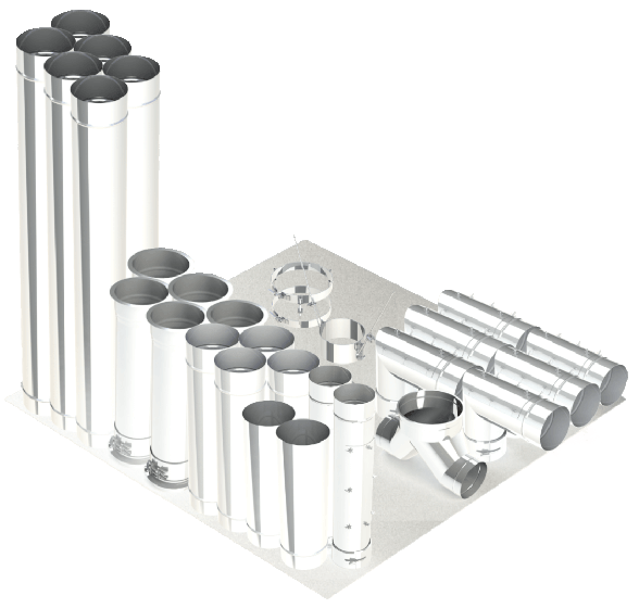 Two 14" Connection, 20" Pant Leg - Single Wall, Grease Duct, Four 90's ...