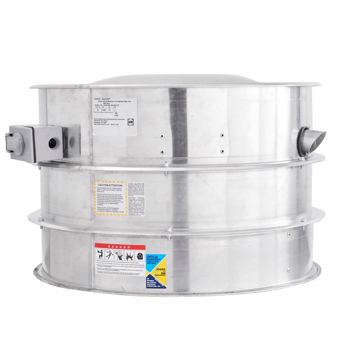 High Speed Direct Drive Exhaust Fan 2000 CFM, 1499 RPM, 1PH w/Var ...