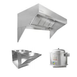 HoodMart Low Ceiling Sloped Front Wall Canopy Hood Package w/Makeup Air ...