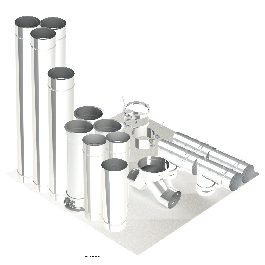 Two 16" Connection, 22" Pant Leg - Single Wall, Grease Duct, Two 90's ...