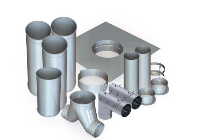 Two 12" Connection, 18" Pant Leg - Single Wall, Grease Duct, 10 ...